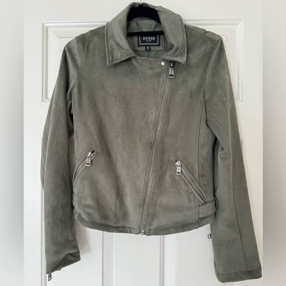 Guess | Jackets & Coats | Guess Olive Green Faux Suede Jacket | Poshmark